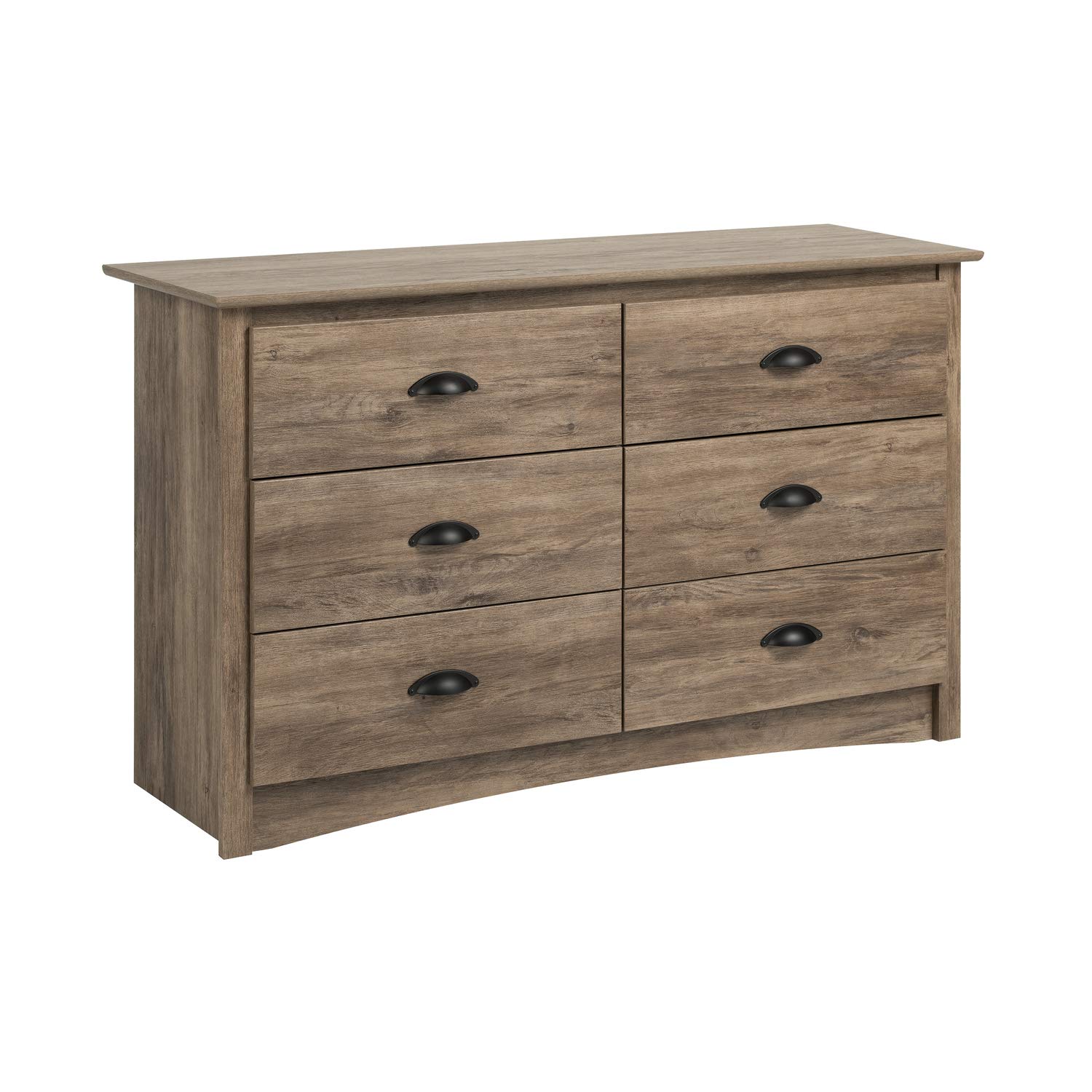 Prepac Salt Spring Children's Rustic 6-Drawer Dresser for Bedroom, Farmhouse Chest of Drawers for Children 16" D x 48" W x 29" H, Drifted Gray, DDC-4829