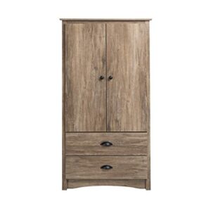 prepac salt spring rustic wardrobe closet with drawers and 2 doors, farmhouse armoire portable closet 22" d x 31.5" w x 58.75" h, drifted gray, ddc-3359-k