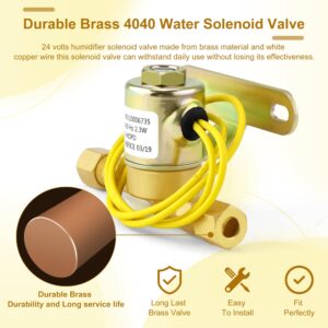 4040 24Volt Humidifier Solenoid Vavle Brass Air Valve By prime&swift Fit for Humidifier Replaces 400 500 600 700 600M 700M 768 760A 550 568 560A 560