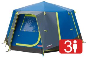 coleman tent octago, 3 man tent ideal for camping in the garden, dome tent, waterproof 3 person camping tent with sewn-in groundsheet