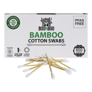 boonboo organic bamboo cotton swabs, pfas-free, 600 count