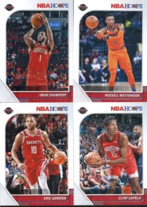 2019-20 panini nba hoops houston rockets team set of 8 cards: james harden(#66), eric gordon(#68), clint capela(#69), p.j. tucker(#70), gerald green(#71), austin rivers(#72), russell westbrook(#129), iman shumpert(#270)