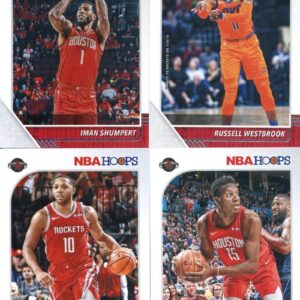 2019-20 Panini NBA Hoops Houston Rockets Team Set of 8 Cards: James Harden(#66), Eric Gordon(#68), Clint Capela(#69), P.J. Tucker(#70), Gerald Green(#71), Austin Rivers(#72), Russell Westbrook(#129), Iman Shumpert(#270)