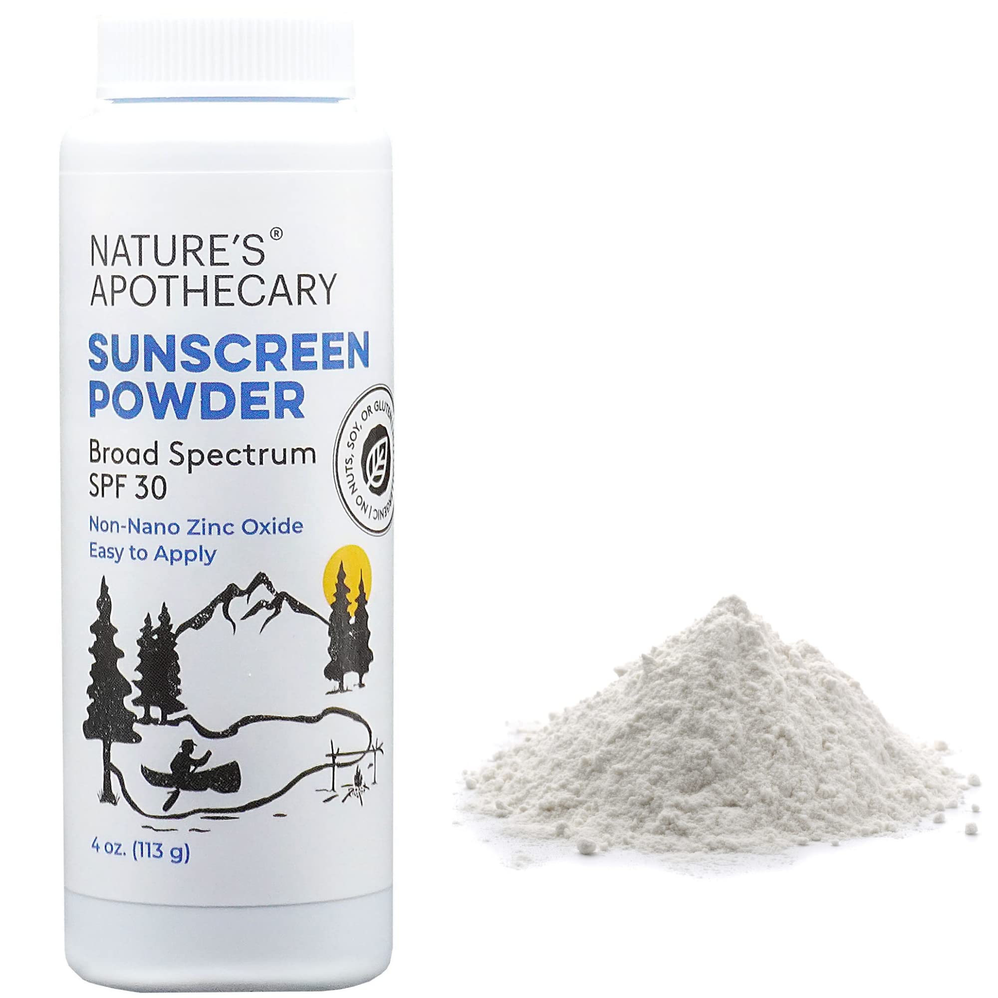 All-Natural, Benzene Free, Non Nano Zinc Oxide Sunscreen Powder SPF 30 - Water & Sweat Resistant, Reef & River Friendly, Hypoallergenic, Biodegradable, Made in USA by Nature's Apothecary