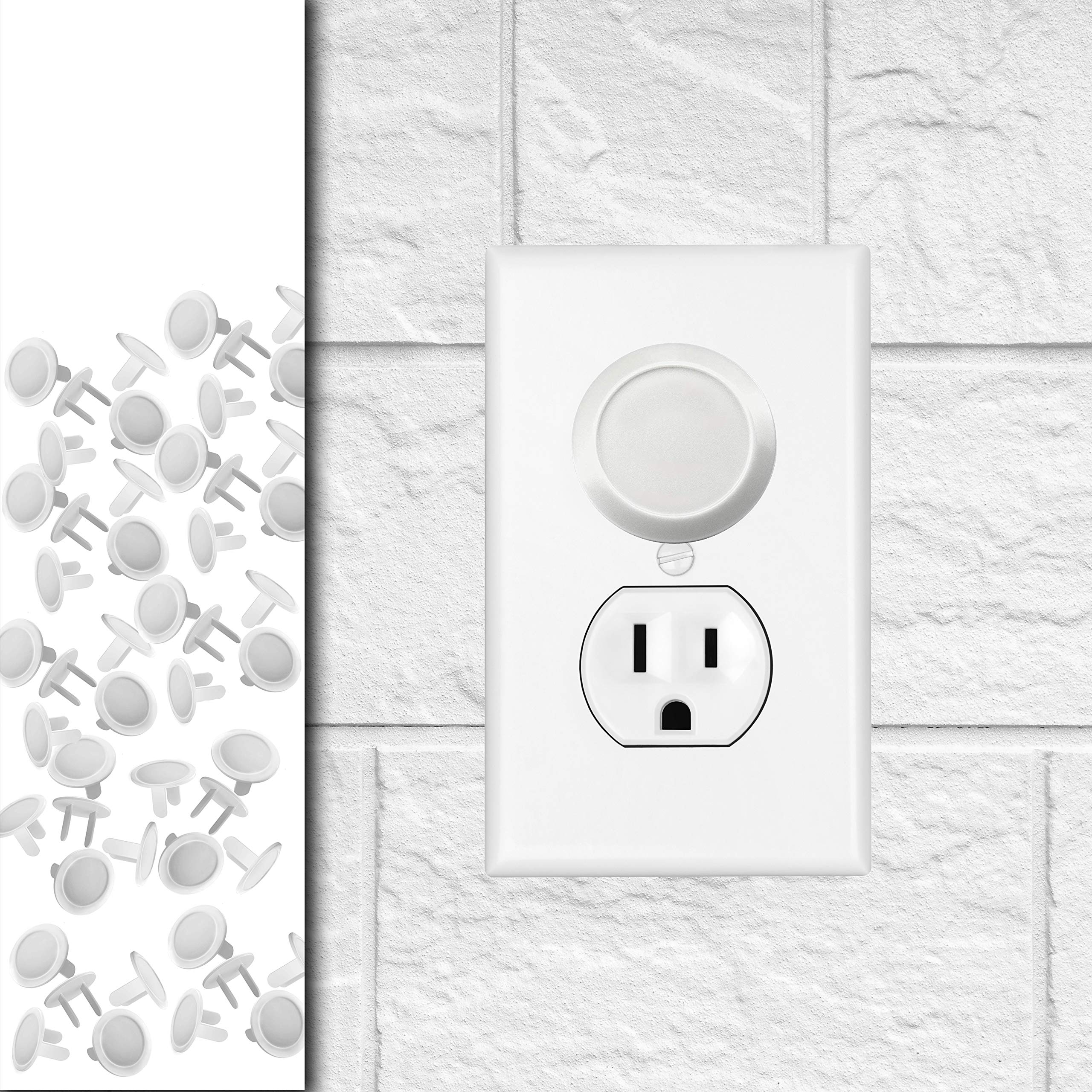 50 Pack - Outlet Plug Baby Safety Covers - Protect Little Kids from Electrical Danger with Child Proof Socket Caps - White - Driddle