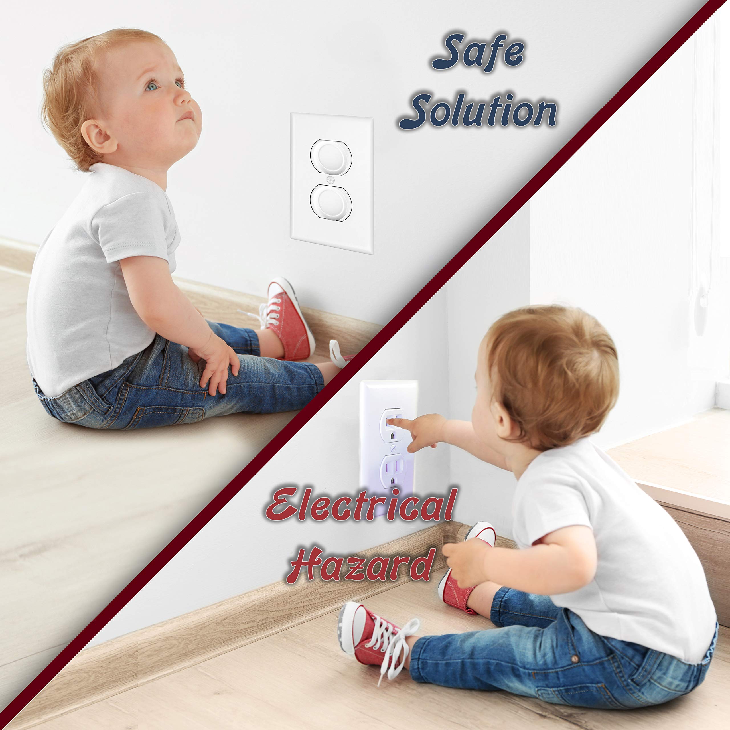 50 Pack - Outlet Plug Baby Safety Covers - Protect Little Kids from Electrical Danger with Child Proof Socket Caps - White - Driddle