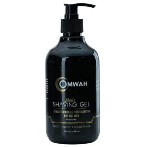 omwah activated charcoal barber shaving gel straight razor shave gel (16.9 oz.)