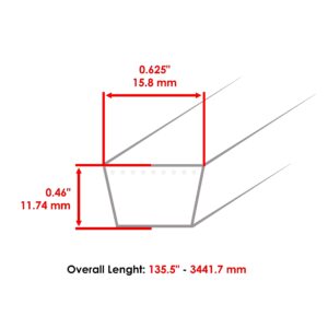 Caltric 539109243 Deck 48" Belt Compatible with Husqvarna Z4822 Z4824 5/8" X 135" Deck 48" Belt