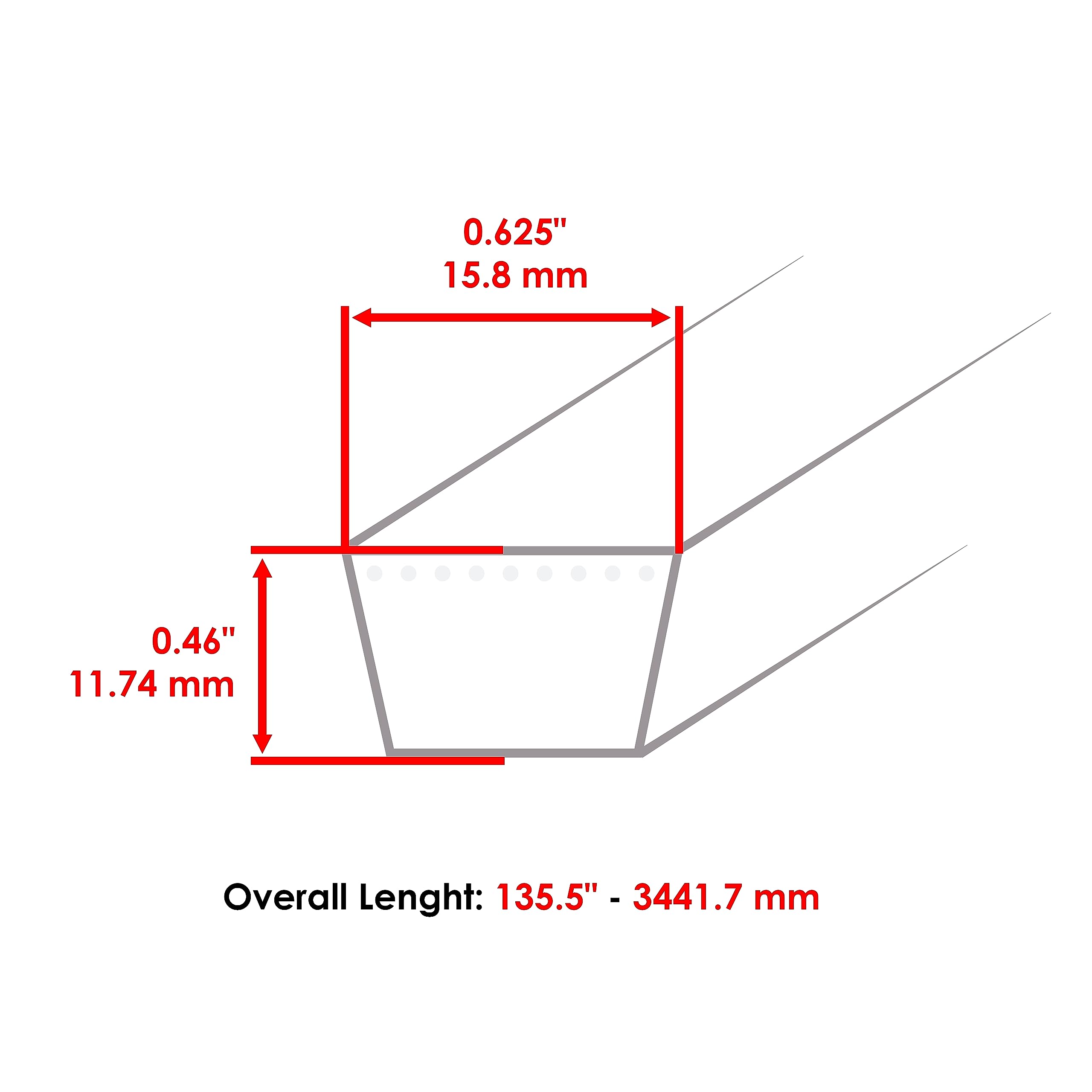 Caltric 539109243 Deck 48" Belt Compatible with Husqvarna Z4822 Z4824 5/8" X 135" Deck 48" Belt