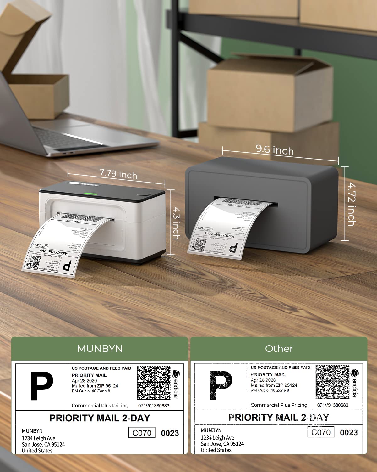 MUNBYN P941U Thermal Label Printer, 4x6 Inches, USB, Monochrome, Compatible with UPS, USPS, FedEx, eBay, Etsy