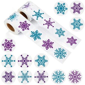 gesks multiple snowflakes stickers 1000 pcs xmas/winter wonderland/holiday party favors decorations cards envelope seals sticker decals,12 different design(christmas snowflake)