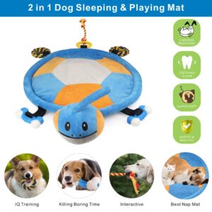 Idepet Dog Play Mat,Puppy Toy Mat with Chew Toys Multiple Dog Puzzle Interactive Toy Pet Playing Mat for Small Medium Dogs Cats,All-in-One (Turtle)