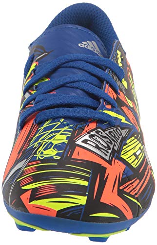 adidas Boy's Nemeziz Messi 19.4 Firm Ground Soccer Shoe, Royal Blue/Silver/Yellow, 2 Little Kid