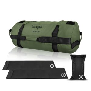 yes4all workout sandbags, heavy duty sandbags - army green - l