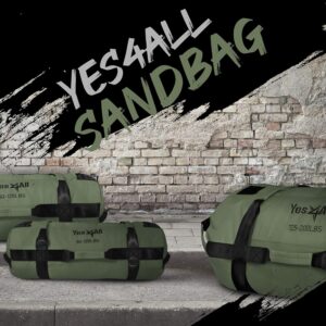 Yes4All Workout Sandbags, Heavy Duty Sandbags - Army Green - L