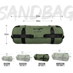 Yes4All Workout Sandbags, Heavy Duty Sandbags - Army Green - L