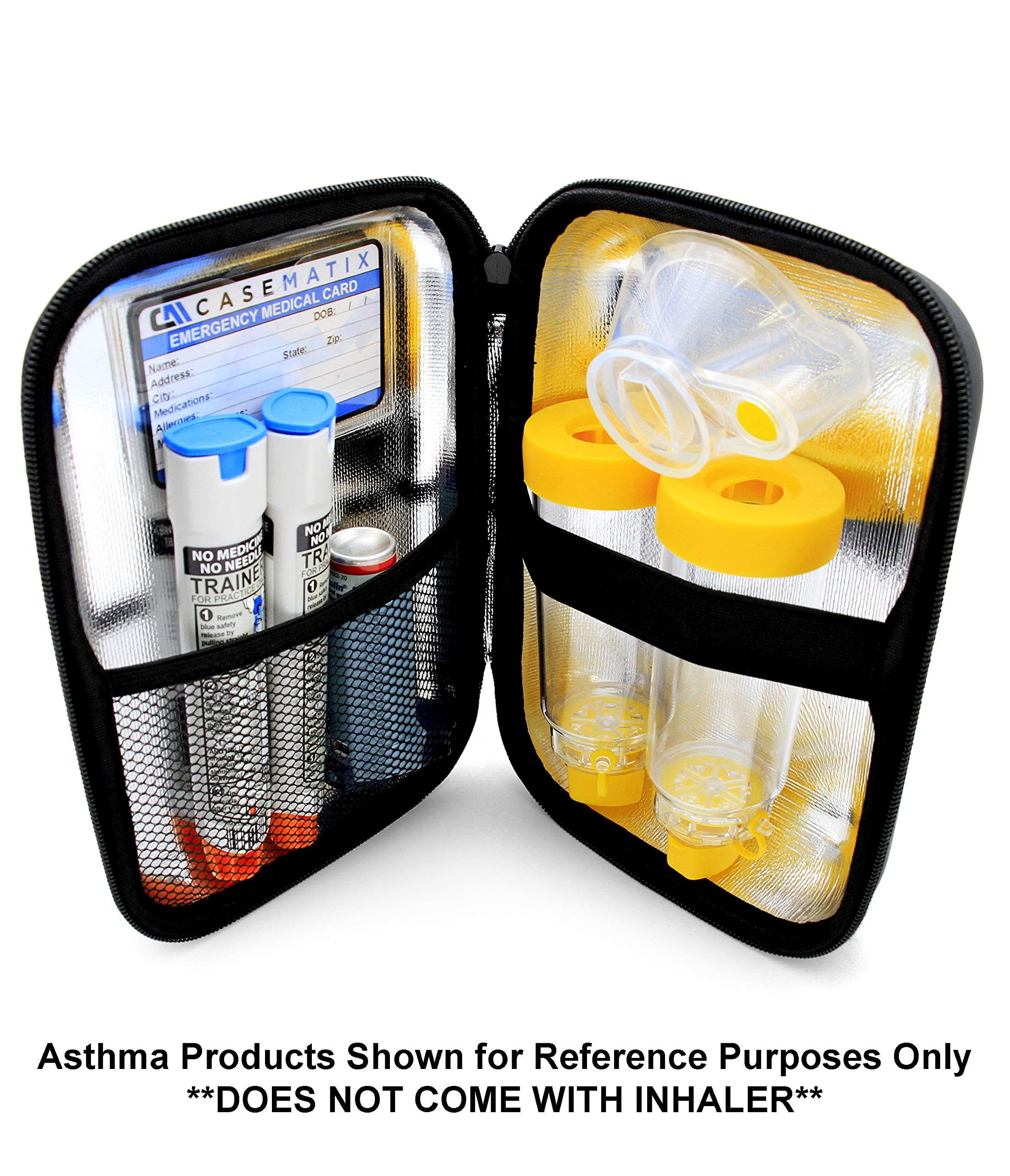 Casematix 8 Inch Insulated Asthma Inhaler Medicine Travel Bag Case Compatible with Inhaler Spacer, Masks and More, Includes Case Only