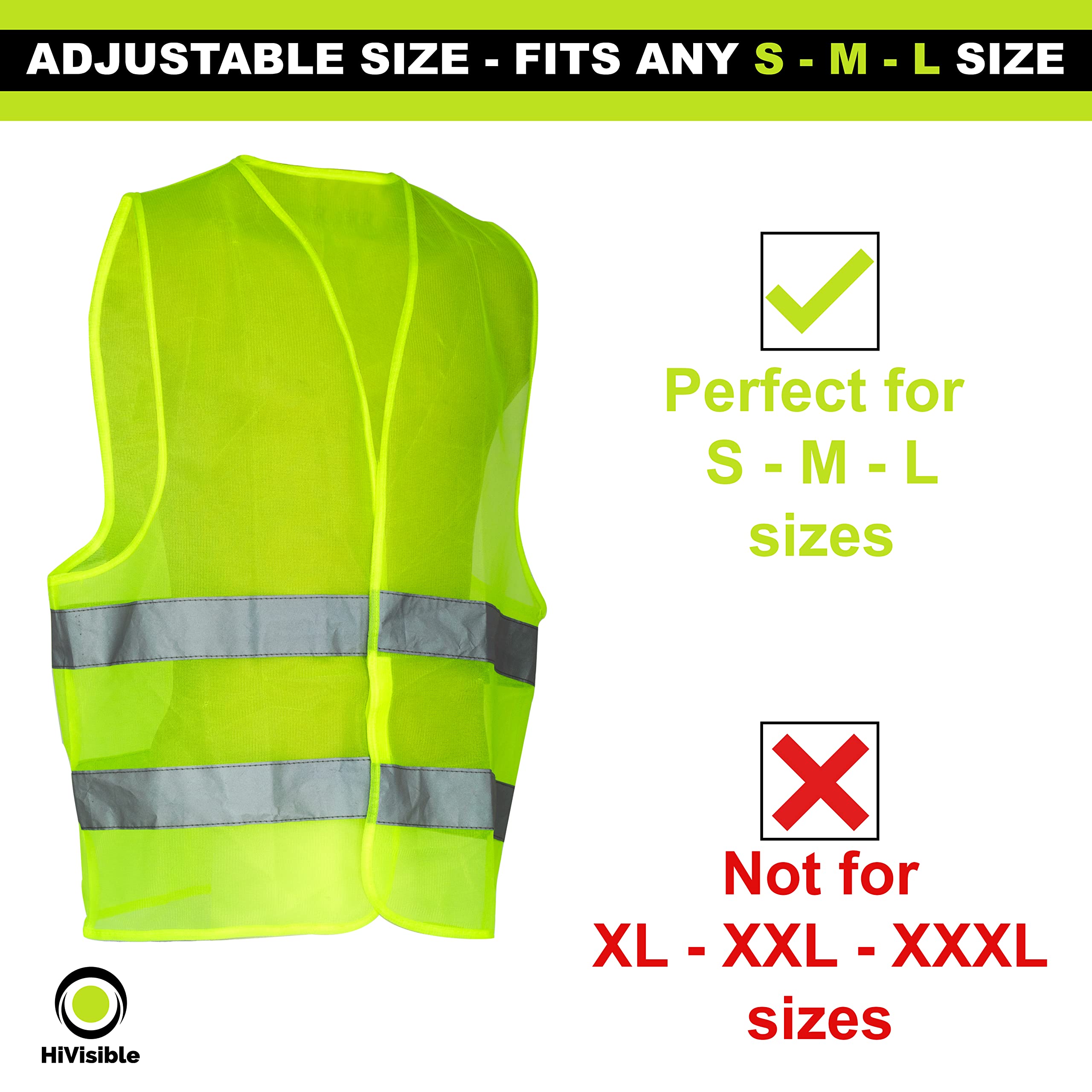 HiVisible 10 Safety Vests Bulk Pack Reflective Vests for Men and Women