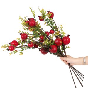 jd artificial plants 3pcs 26 inch artificial pomegranate branches fake greenery plants twig picks for home décor office restaurant wedding garden patio shop window photography props(red color)