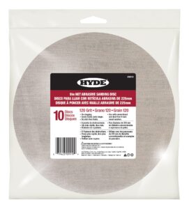 hyde 09919 9" disk abrasive sanding net, 120 grit, 10 count. large area sanding, fast change abrasive sheets for a scratch free smooth no-sanding pattern.