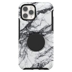 otterbox + pop symmetry series case for apple iphone 11 pro max - white marble, black, 77-63776