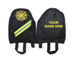 lightning x customizable firefighter scba air pak respirator face piece mask bag w/embroidered name - black