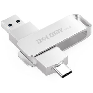 usb c flash drive, dolomy 128gb usb 3.1 to usb c drive, 2 in 1 otg metal usb c thumb drive for type c smartphones, tablets, pc, usb c devices