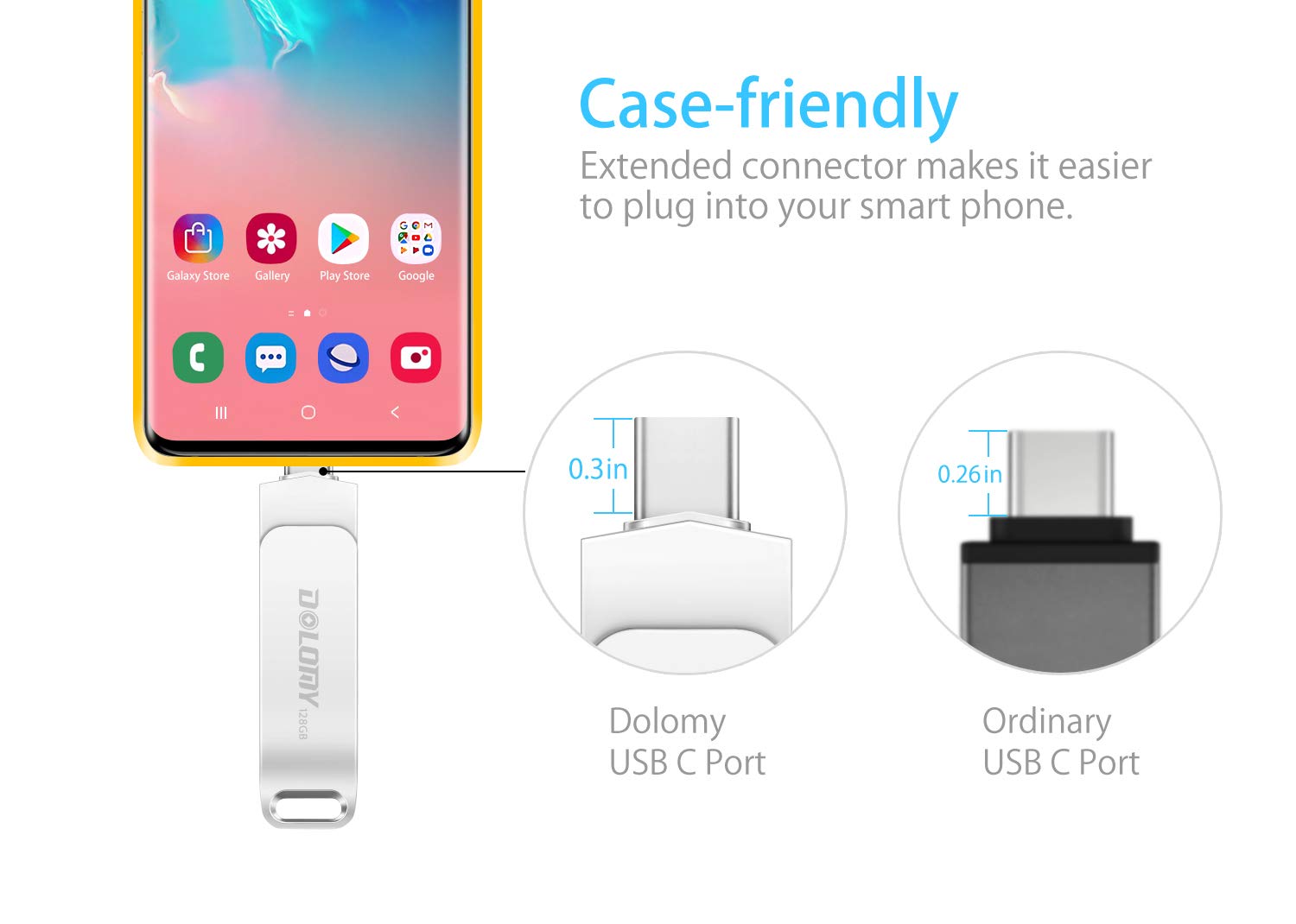 USB C Flash Drive, Dolomy 128GB USB 3.1 to USB C Drive, 2 in 1 OTG Metal USB C Thumb Drive for Type C Smartphones, Tablets, PC, USB C Devices