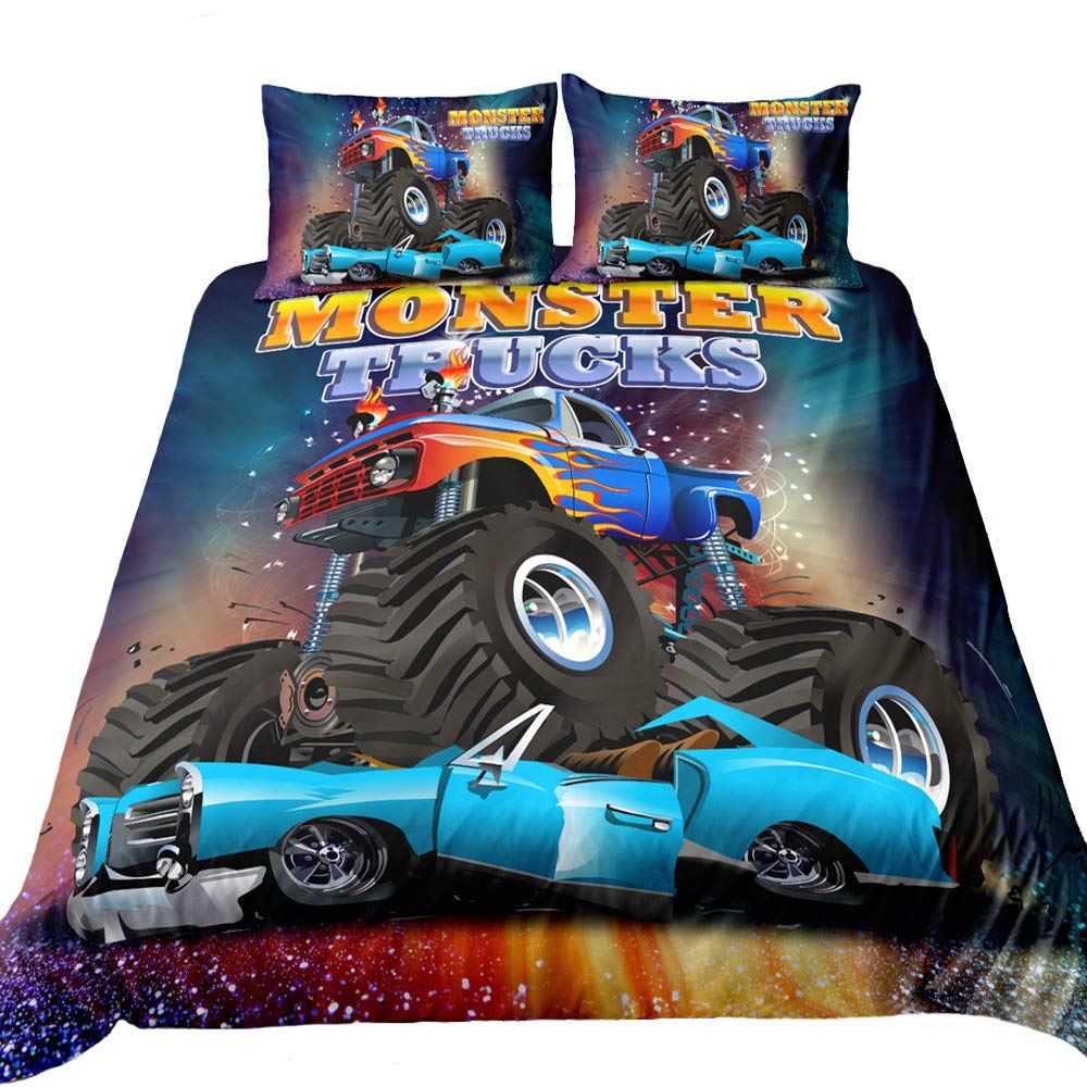 BBchose 3D Bedding Set Monster Truck Home Textiles Bedclothes Duvet Cover Sets (1, Queen)