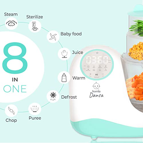 Baby Food Maker Chopper Grinder - Mills and Steamer 8 in 1 Processor for Toddlers - Steam, Blend, Chop, Disinfect, Clean, 20 Oz Tritan Stirring Cup, Touch Control Panel, Auto Shut-Off, 110V Only