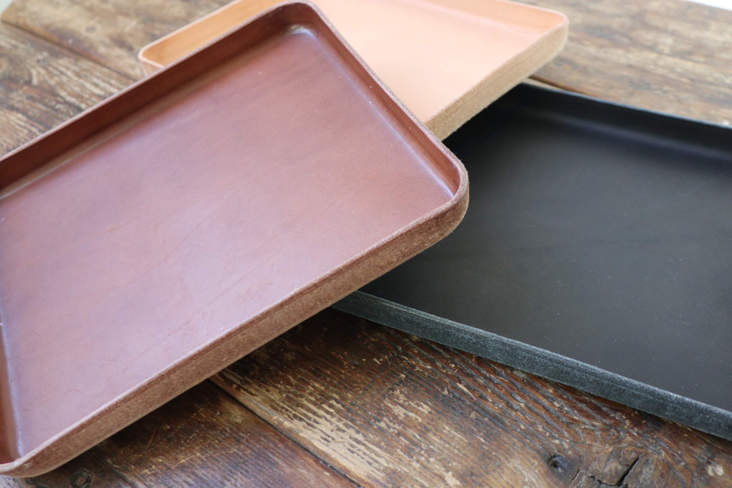 Molded Leather Valet Tray Large Perfect for storing daily essentials in modern space.