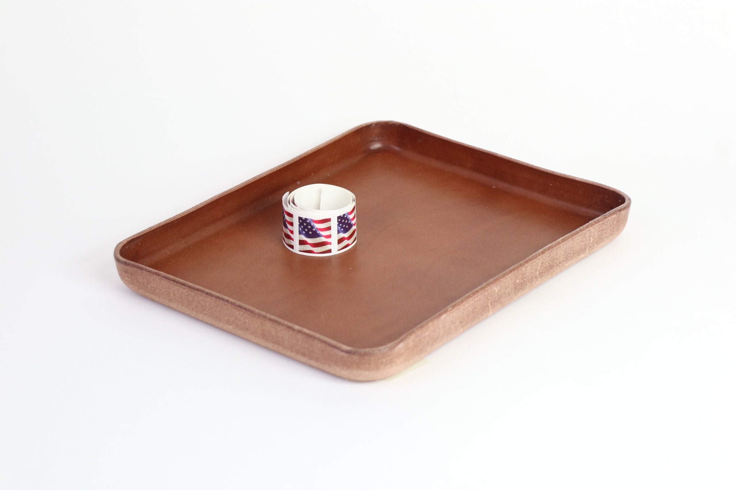 Molded Leather Valet Tray Large Perfect for storing daily essentials in modern space.