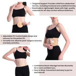 Umbilical Hernia Belt for Men and Women - Abdominal Support Binder with Compression Pad - for Incisional, Epigastric, Ventral, Inguinal Hernia - Belly Button NaveL (Medium (Pack of 1))