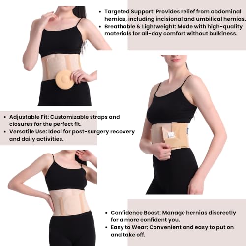 Umbilical Hernia Belt for Men and Women - Abdominal Support Binder with Compression Pad - for Incisional, Epigastric, Ventral, Inguinal Hernia - Belly Button NaveL (Medium (Pack of 1))