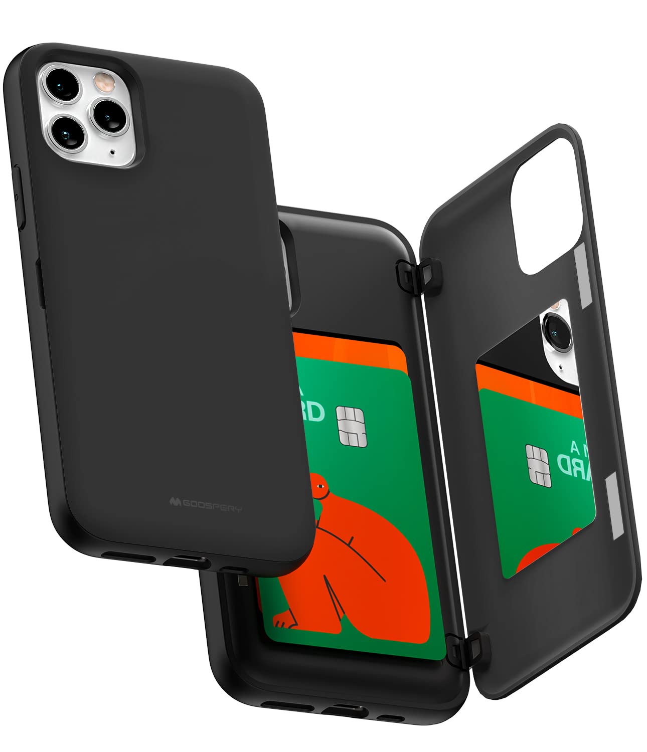 GOOSPERY iPhone 11 Pro Wallet Case with Card Holder, Protective Dual Layer Bumper Phone Case (Black)