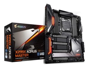 gigabyte x299x aorus master (intel/x299/e-atx/12 phase digital vrm/triple fins-array heatsink/ess sabre dac/wifi 6/10g lan/5g lan/motherboard)