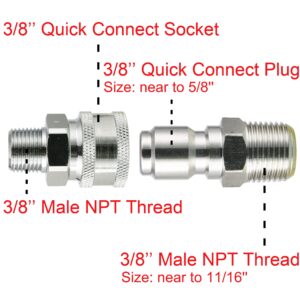 RIDGE WASHER Pressure Washer Adapter Set, 3/8 Inch Quick Connect to Male Thread Fitting, 5000PSI