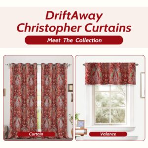 DriftAway Red Curtains for Bedroom 84 Inch Room Darkening Blackout Medallion Peacock Pattern for Living Room Window Drapes Grommet 2 Layers 2 Panels