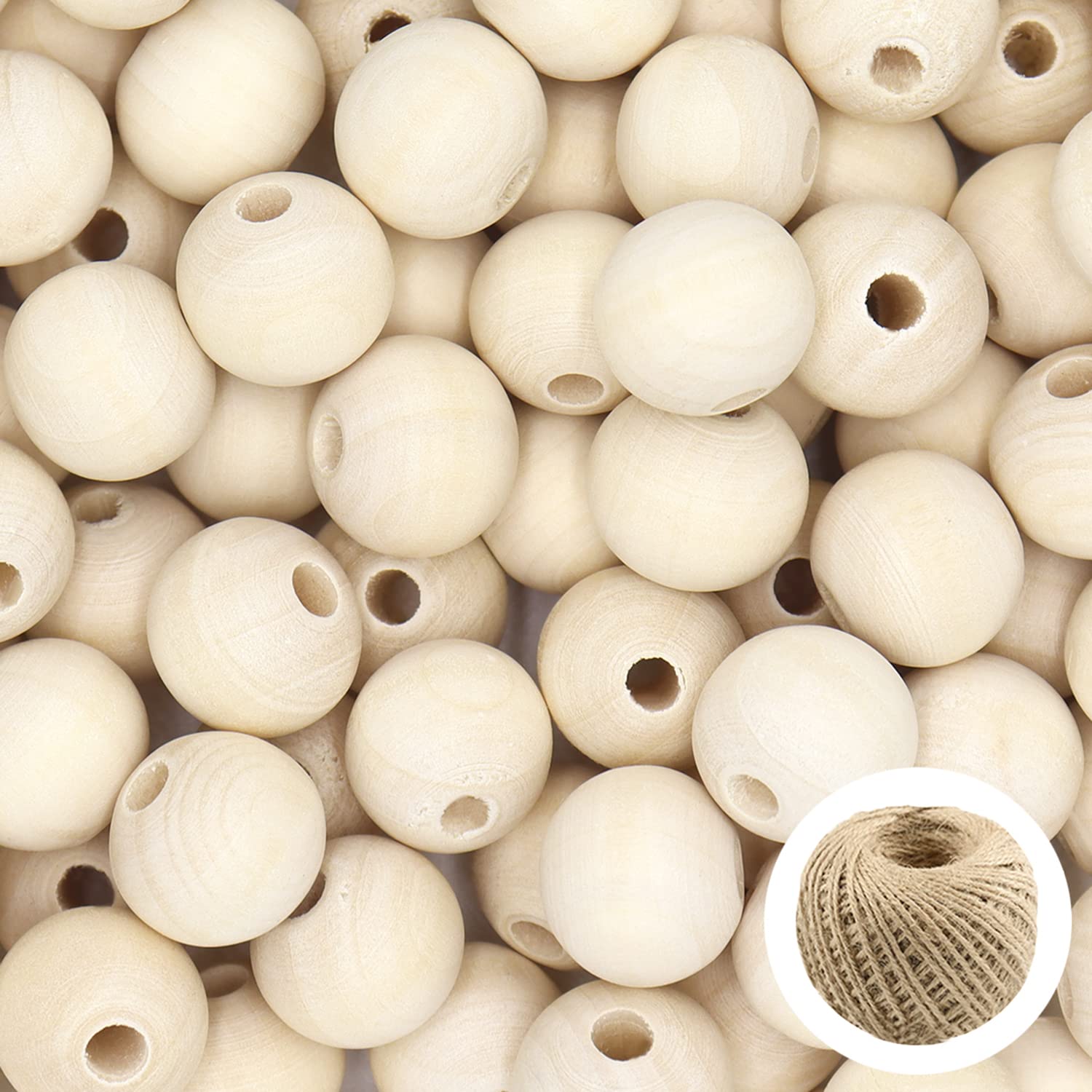 Wood Beads 300pcs 20mm THYSSEN Natural Round Wooden Beads Unfinished Wooden Spacer Beads for Making Decorations and DIY Crafts