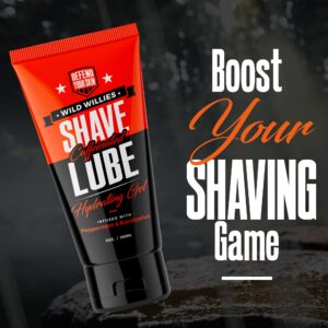 Premium and Hydrating Shaving Gel, Shave Lube by Wild Willies - Formulated with Caffeine, Calming Jojoba Oil & Cooling Eucalyptus Oil to Reduce Redness, Fight Nicks, Cuts, and Razor Burns