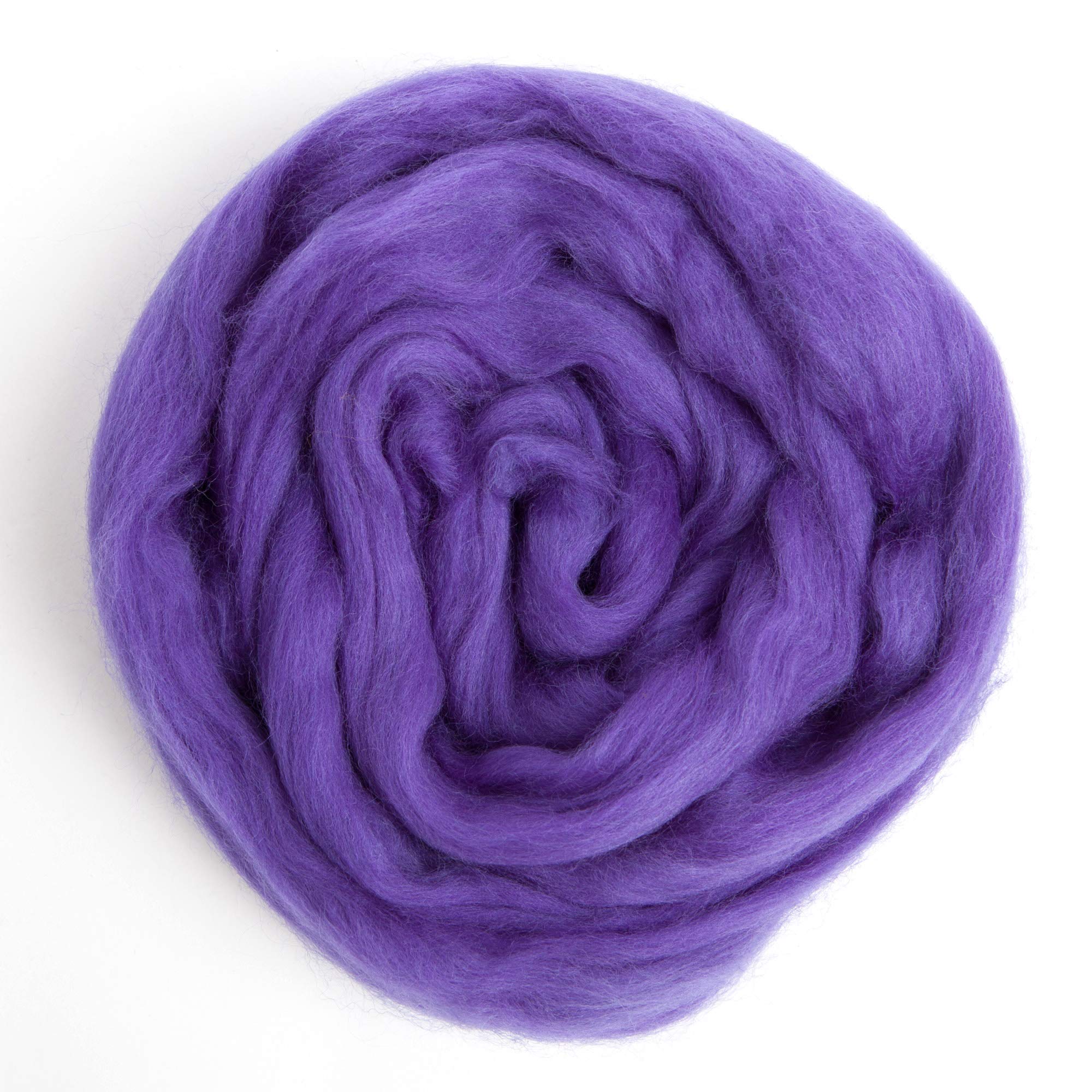 Merino Wool Roving, Premium Combed Top, Color Violet, 21.5 Micron, Perfect for Felting Projects, 100% Pure Wool, Made in The UK