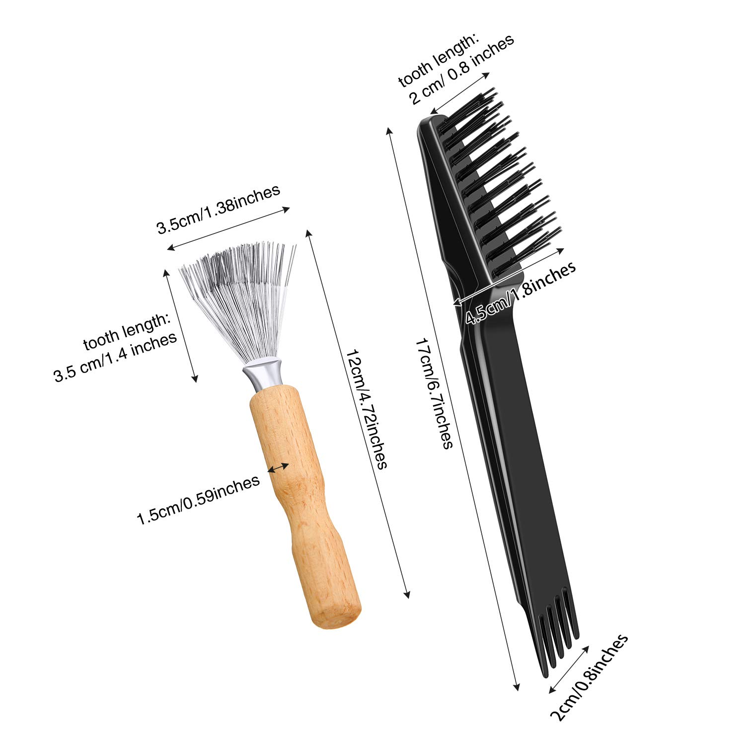 Boao 4 Pieces Hair Brush Cleaning Tool Comb Cleaner Brush Hair Brushes Cleaner Comb Mini Hair Brush Comb Cleaning Brush Hair Brush Cleaner Tool for Removing Hair Dust Home Salon Use (Wooden Handle)