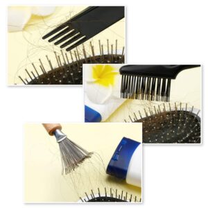 Boao 4 Pieces Hair Brush Cleaning Tool Comb Cleaner Brush Hair Brushes Cleaner Comb Mini Hair Brush Comb Cleaning Brush Hair Brush Cleaner Tool for Removing Hair Dust Home Salon Use (Wooden Handle)