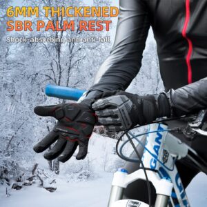 ROCKBROS Mountain Bike Gloves Dirt Bike Gloves Motorcycle Cycling Gloves with 6MM Gel Pad Touch Screen Knuckle Protection Gloves for BMX MX ATV MTB Racing Black-XL