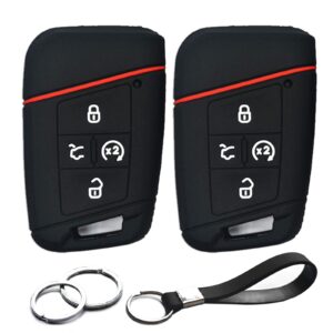 infipar 2pcs compatible with volkswagen vw jetta atlas passat tiguan arteon taos golf alltrack black key fob cover case key chain protector keyless remote shell