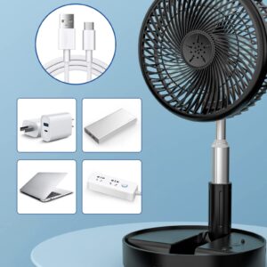 Primevolve Battery Operated Portable Standing Fan, Rechargeable USB Personal Floor Fan with Adjustable Height Black