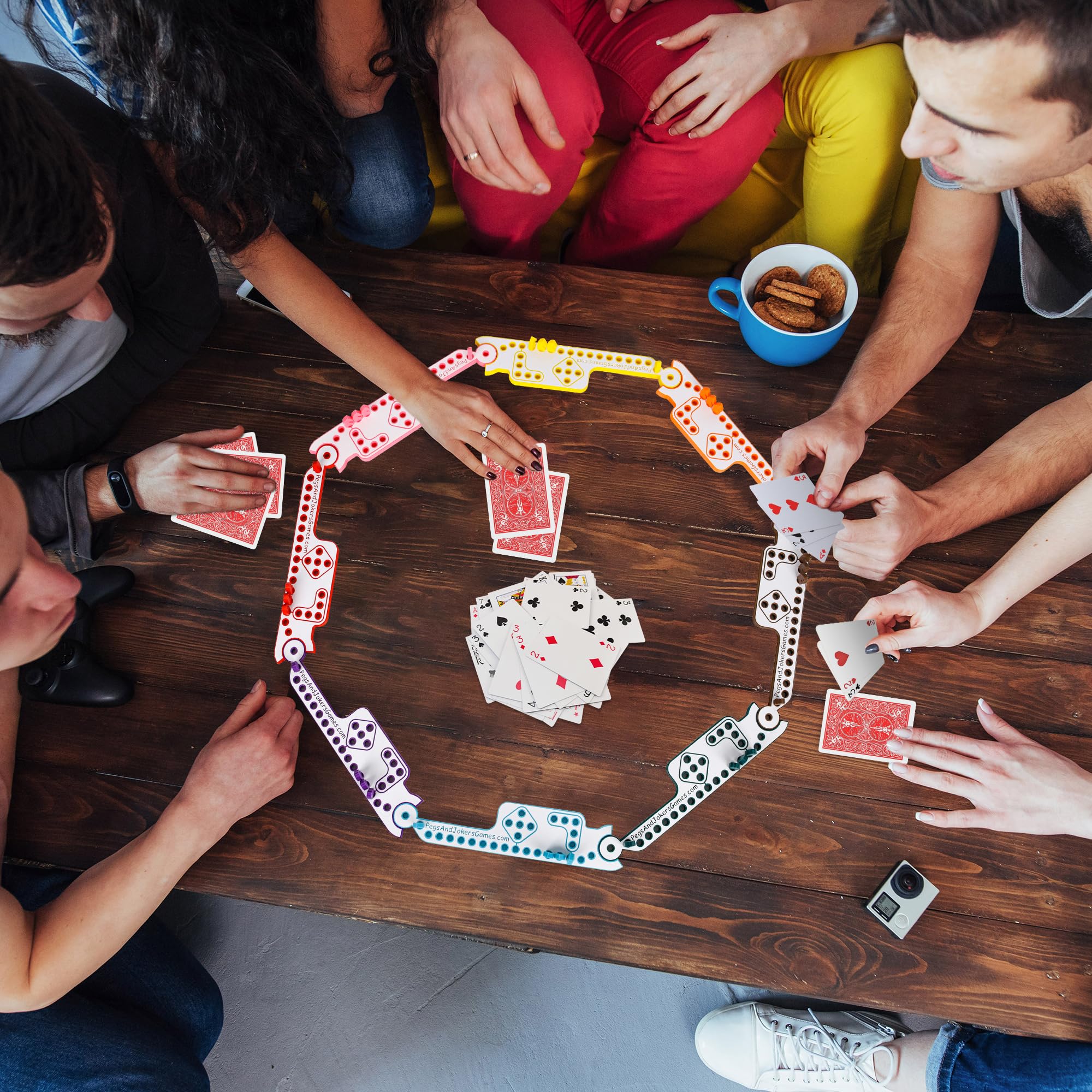 Games by 3D Pegs and Jokers Board Game - Strategic, Fun, Engaging, and Portable - Play with Family and Friends - Easy to Learn - Travel-Friendly - with Horse-Head Peg and Deck of Cards - 2-8 Players