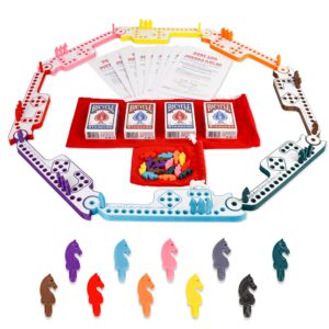 Games by 3D Pegs and Jokers Board Game - Strategic, Fun, Engaging, and Portable - Play with Family and Friends - Easy to Learn - Travel-Friendly - with Horse-Head Peg and Deck of Cards - 2-8 Players