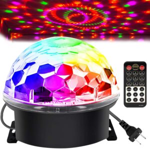 memzuoix disco ball dj strobe light with 6 colors, sound activated big-size magic stage party light with remote control, halloween decorations bar wedding home club (7'' big size)