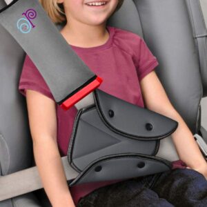 seat belt adjuster and pillow and cover with clip for kids travel with baby on board decal sticker, neck support headrest child and short adult, car seat strap cushion pads for baby kids